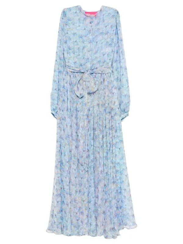MIAU BY CLARA ROTESCU Floral-print Belted Maxi Dress - Blue