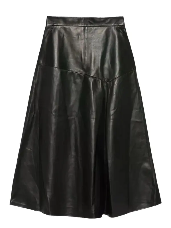 PENCE 1979 Leather A-line Midi Skirt - Black