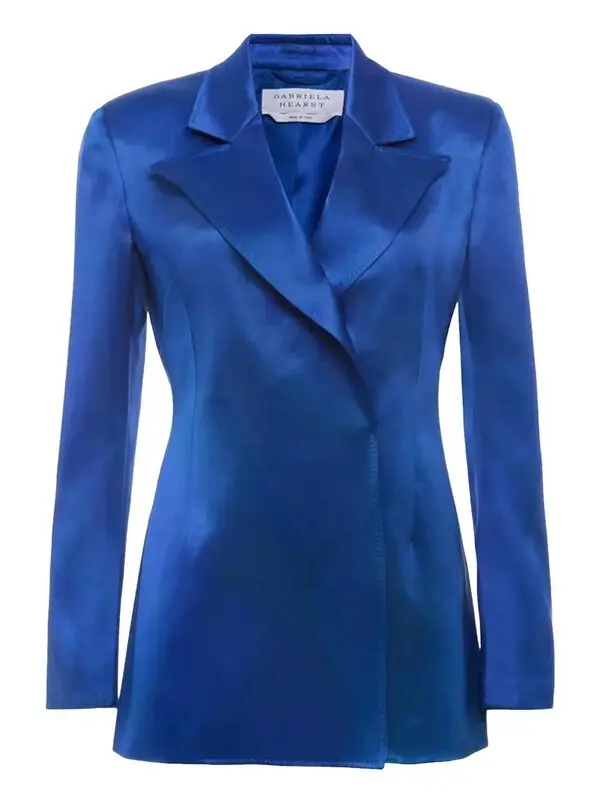 Gabriela Hearst Satin Overlap Blazer - Blue