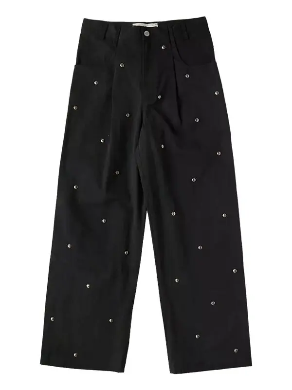 SONG FOR THE MUTE Bead-embellished Straight-leg Trousers - Black