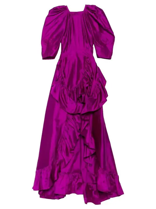 MIAU BY CLARA ROTESCU Asymmetric Ruffle-trim Dress - Purple