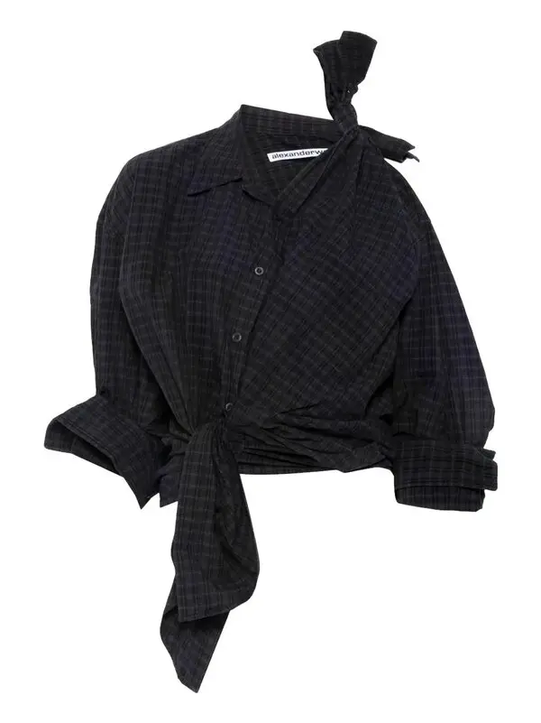 Alexander Wang Knotted Plaid Shirt - Blue