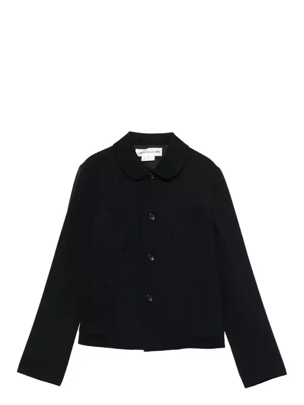 Comme Des Garçons Peter-pan Collar Cardigan With Patch Pockets - Black