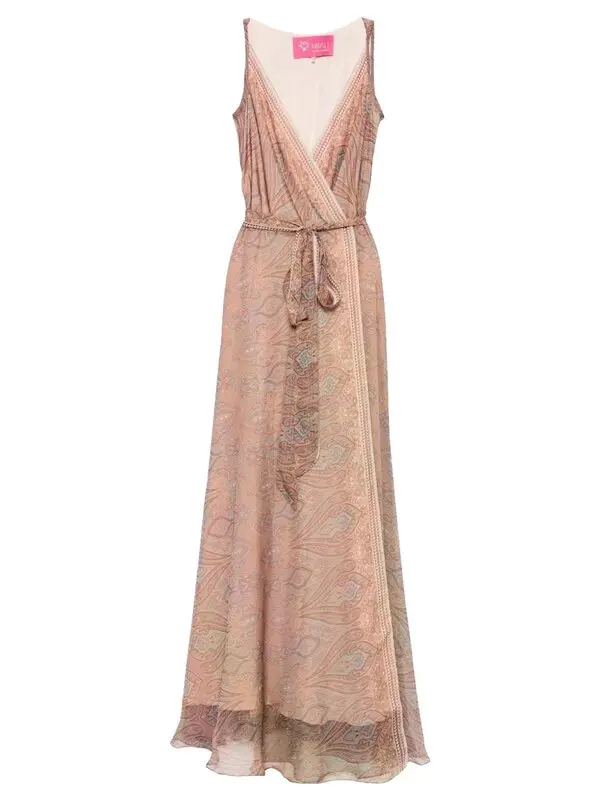 MIAU BY CLARA ROTESCU Paisley Print Maxi Wrap Dress - Pink