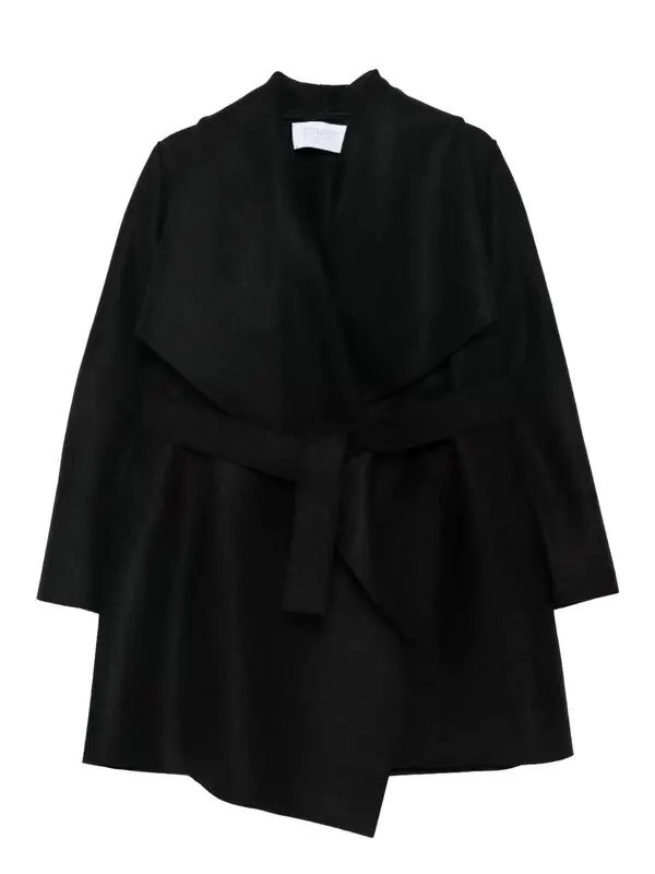 Harris Wharf London Wrap-front Belted Coat - Black