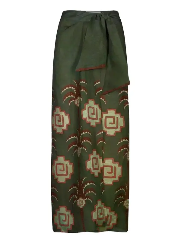 Johanna Ortiz Printed Wrap Skirt - Green