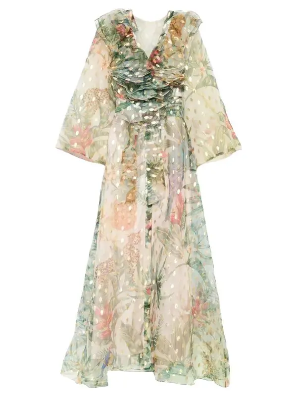 MIAU BY CLARA ROTESCU Floral-print Maxi Dress - Neutrals
