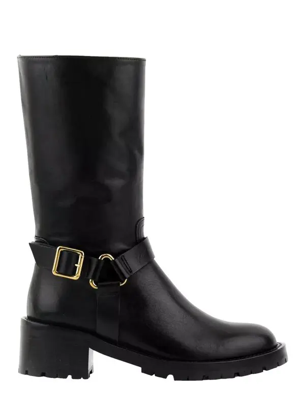 PAUL WARMER Buckle-strap Leather Boots - Black