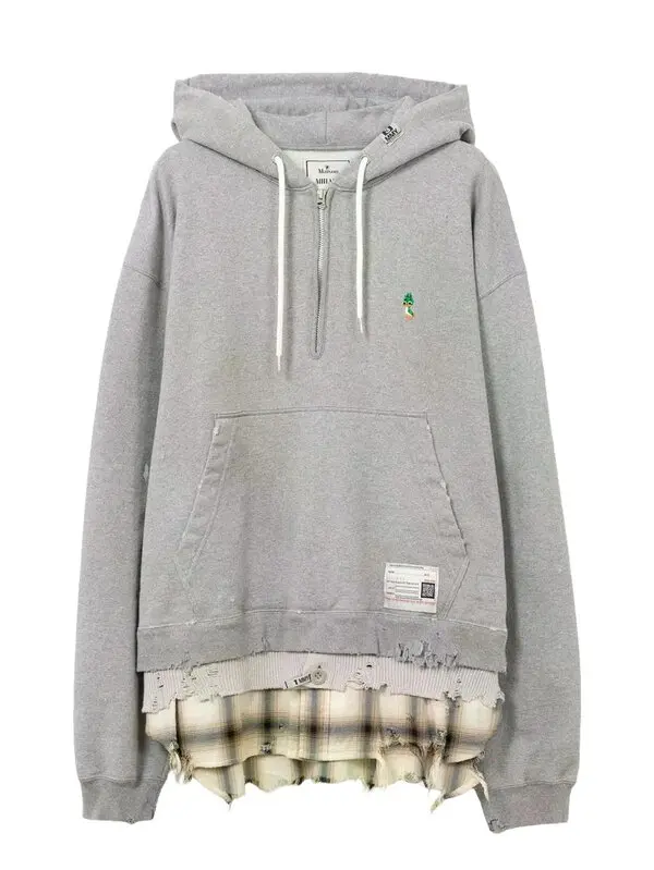 Mihara Yasuhiro Layered Frayed Hoodie - Grey