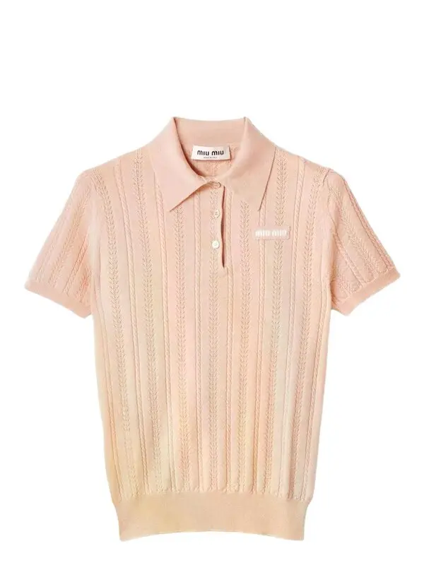 Miu Miu Ribbed-knit Polo Shirt - Pink