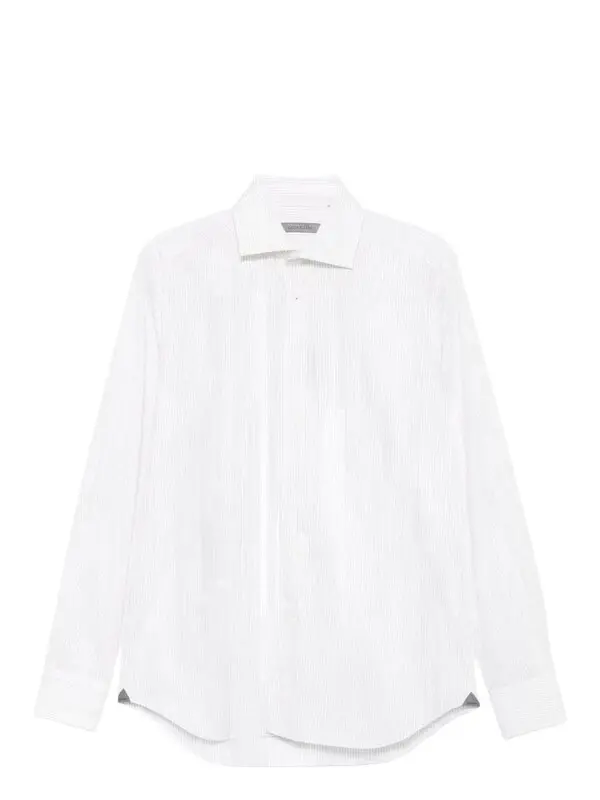 Corneliani Pinstripe Long-sleeved Shirt - White