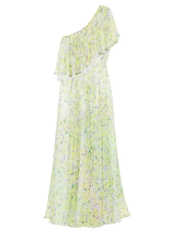 MIAU BY CLARA ROTESCU Floral-print Ruffled Maxi Dress - Yellow
