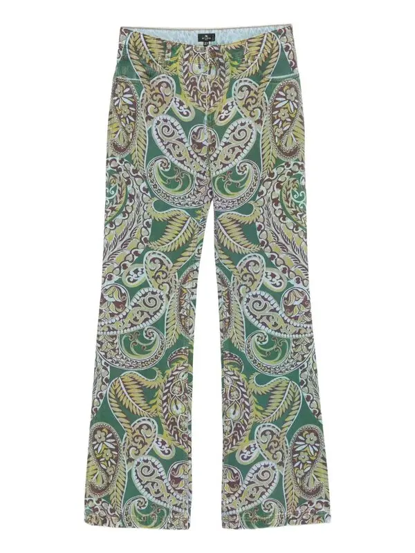 Etro Paisley Print Straight Leg Jeans - Green