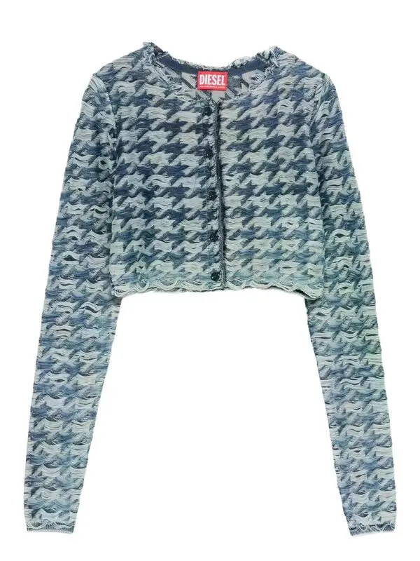 DIESEL® Houndstooth Pattern Cardigan - Blue