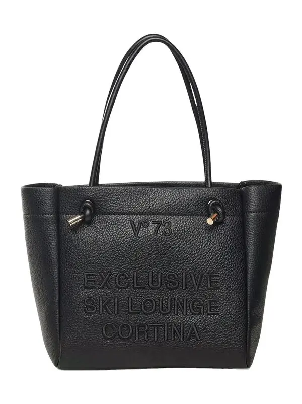 V°73 Embroidered Cortina Tote Bag - Black