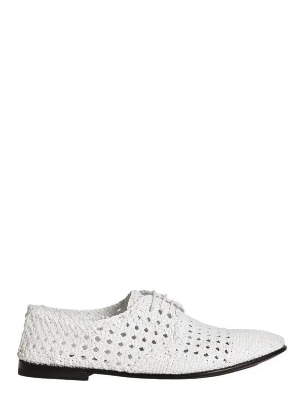 Dolce & Gabbana Woven Leather Derby Shoes - White