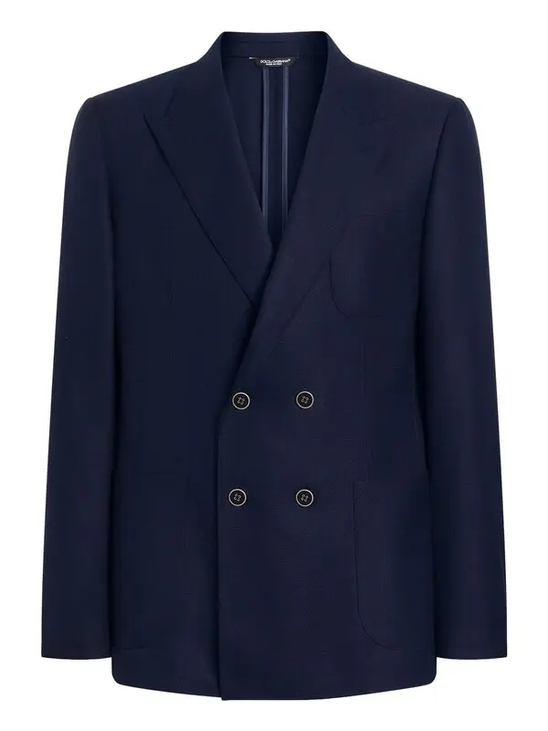Dolce & Gabbana Double-breasted Linen Jacket - Blue