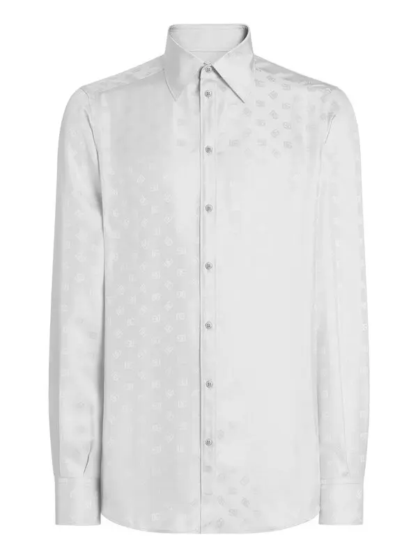 Dolce & Gabbana Dg Logo Martini Shirt In Jacquard - Grey