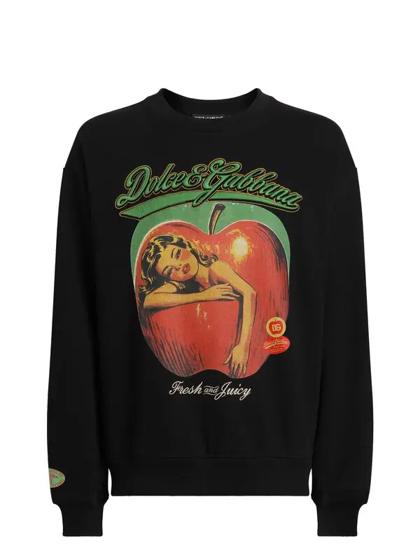 Dolce & Gabbana Sweatshirt With Print And Embroidery - Black