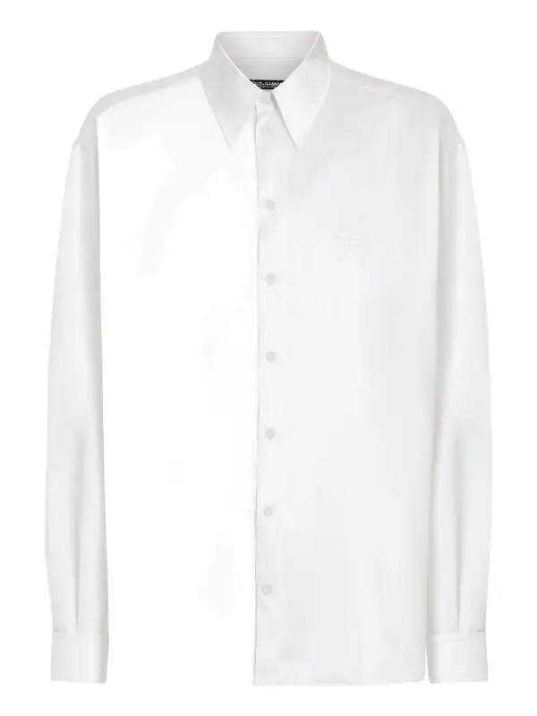 Dolce & Gabbana Silk Shirt With Logo Embroidery - White