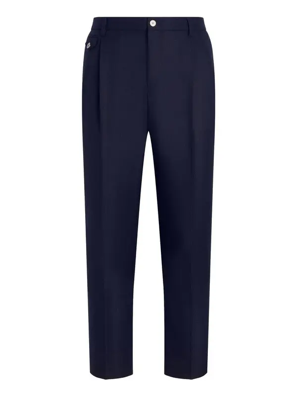 Dolce & Gabbana Tailored Wool Pants With Double Darts - Blue