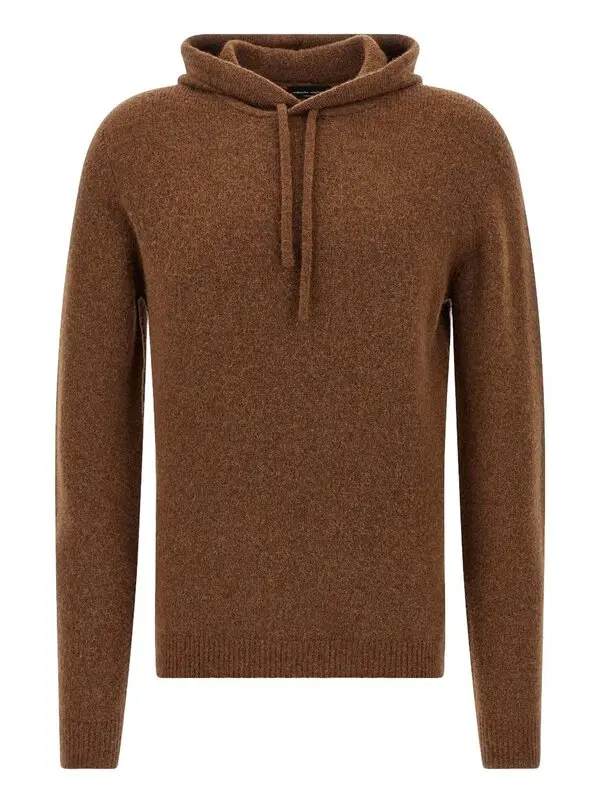 ROBERTO COLLINA Hooded Virgin Wool Sweater - Brown