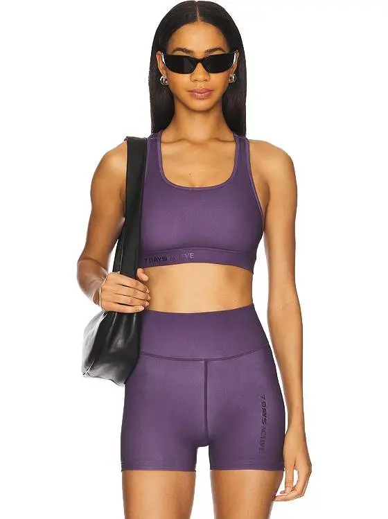 7 DAYS ACTIVE Signature Sports Bra In Purple - Purple Plumeria