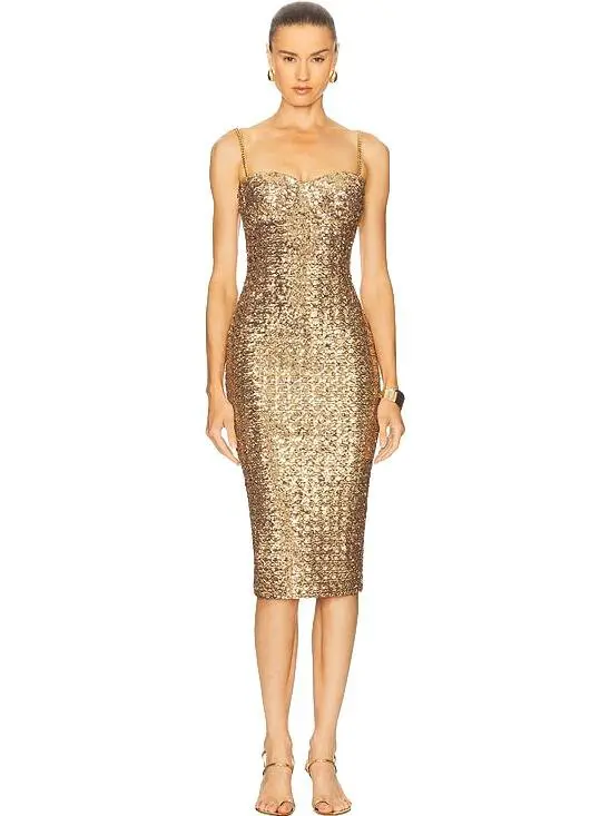 NADINE MERABI Nina Metallic Dress - Gold