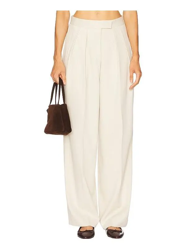 AYA MUSE High Waisted Pleated Trousers - Bone