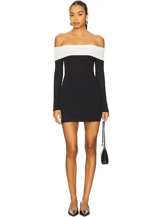 ALL THE WAYS Monica Off Shoulder Dress - Black & White