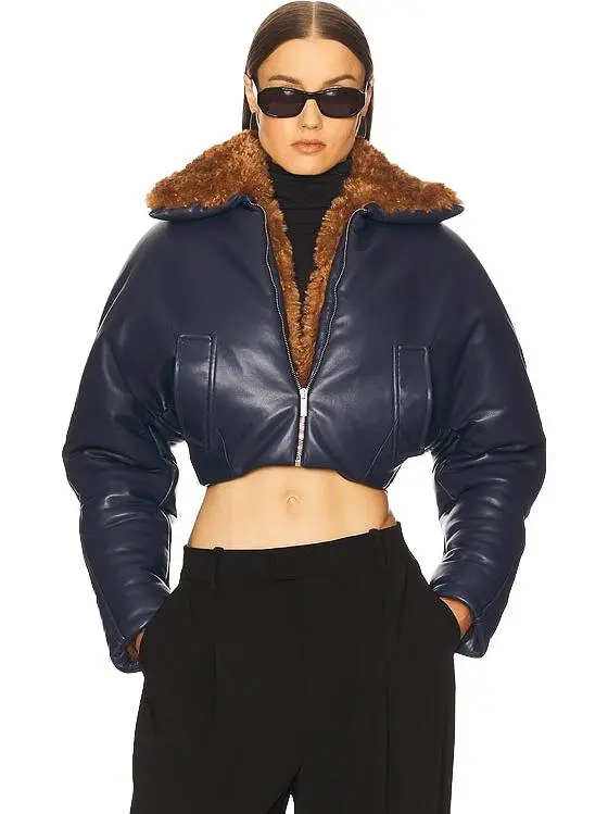 Atlein Cropped Aviator Jacket - Prusse
