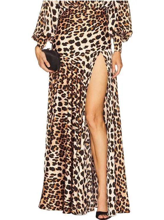 BRONX AND BRONCO Cleopatra Leopard Maxi Skirt - Black & Brown
