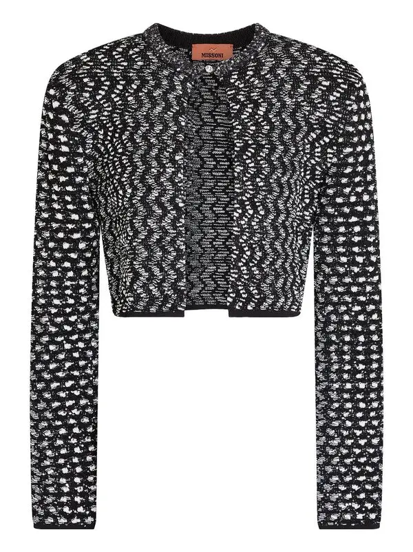 Missoni Cropped Sequined Jacquard-knit Cardigan - Black