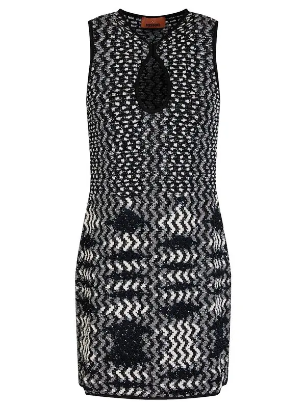 Missoni Cutout Sequin-embellished Jacquard-knit Mini Dress - Black