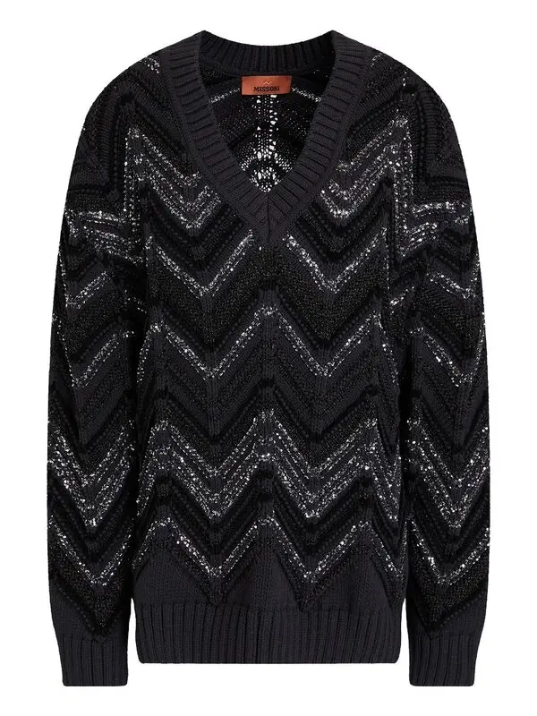 Missoni Sequin-embellished Knitted Sweater - Black