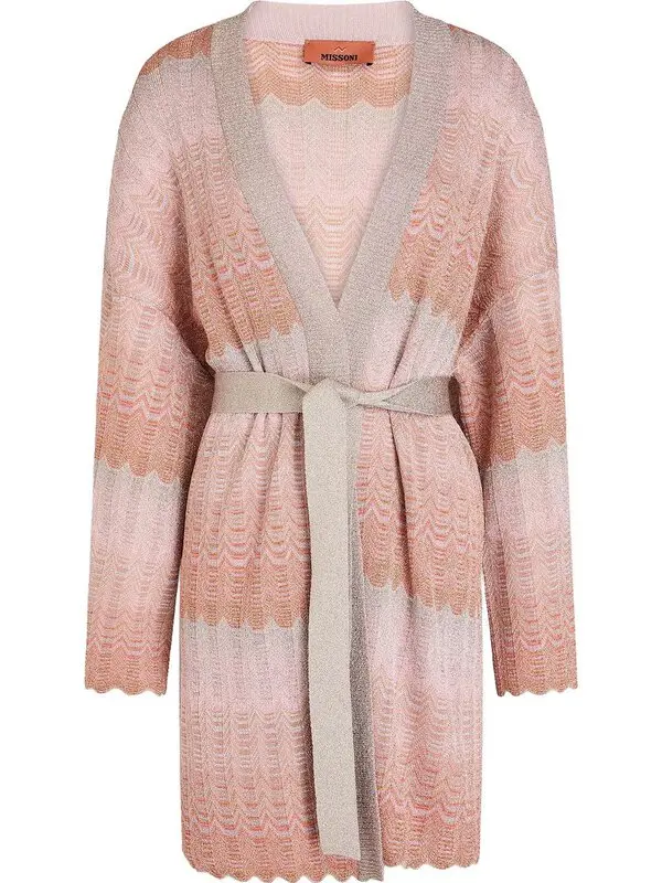 Missoni Metallic Crochet-knit Cardigan - Baby Pink