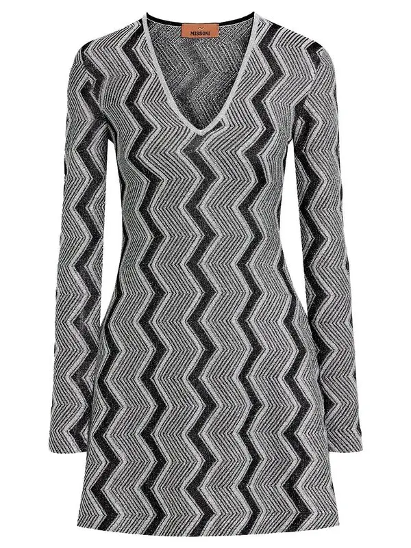 Missoni Metallic Crochet-knit Mini Dress - Silver