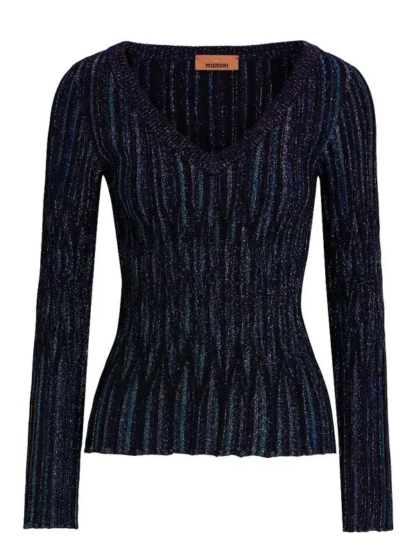 Missoni Metallic Jacquard-knit Sweater - Dark Purple