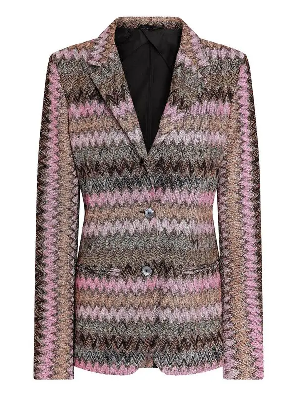 Missoni Metallic Crochet-knit Blazer - Baby Pink