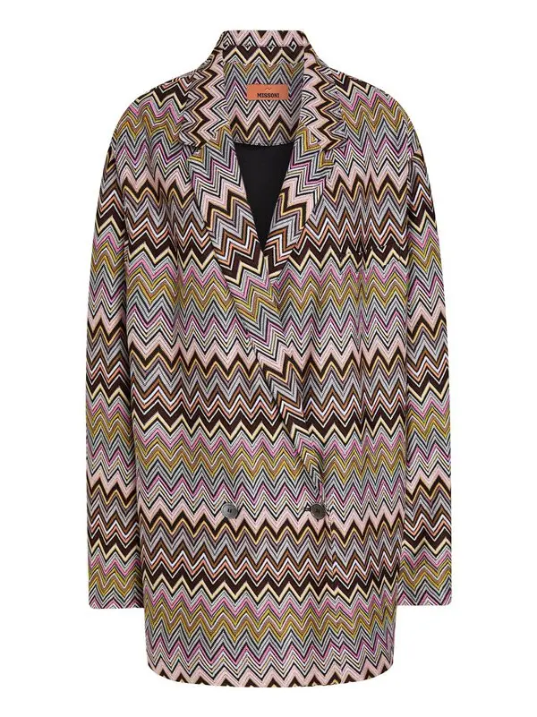Missoni Double-breasted Crochet-knit Blazer - Multicolor