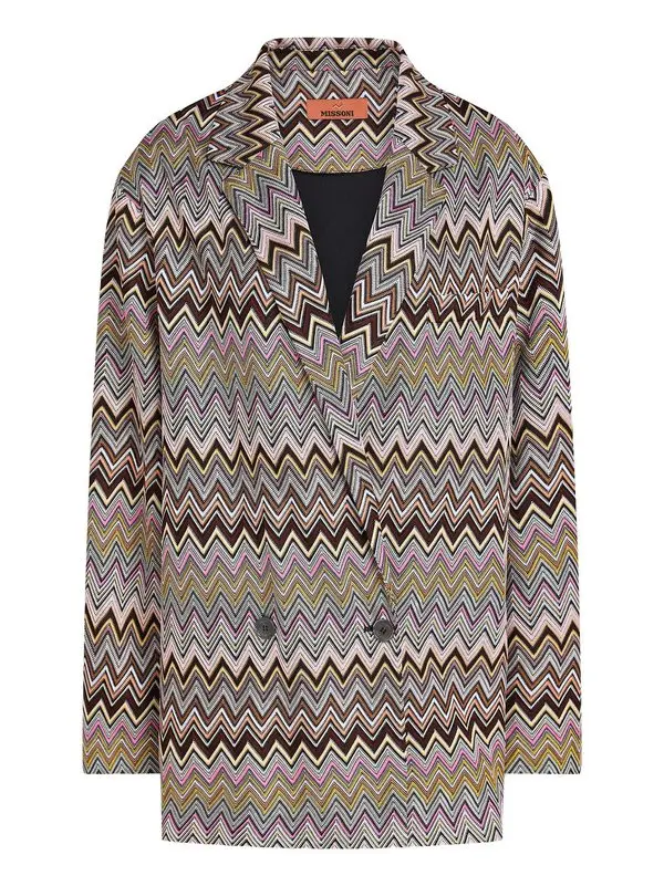 Missoni Double-breasted Crochet-knit Blazer - Pink