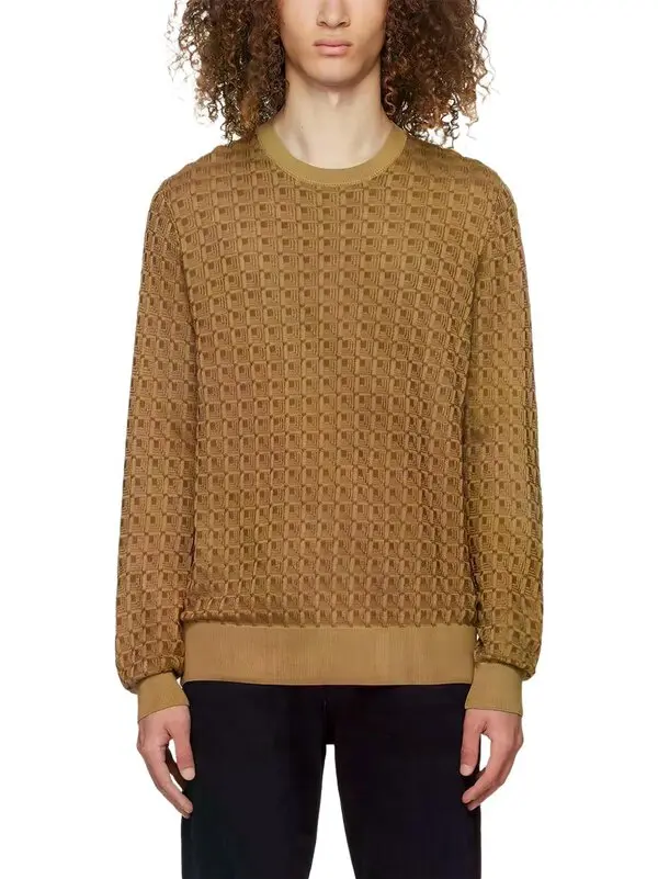 BOSS Geometric Pattern Silk Sweater - Brown
