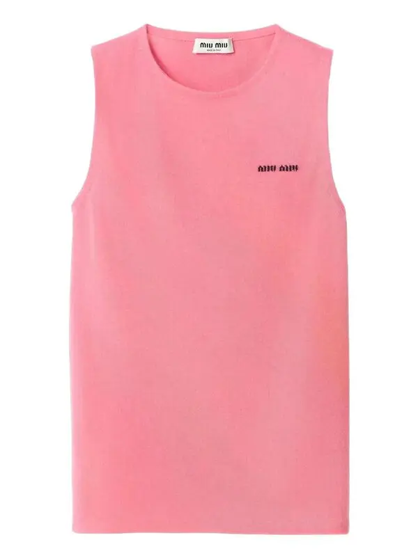 Miu Miu Cashmere And Silk Crew-neck Knit Top - Pink