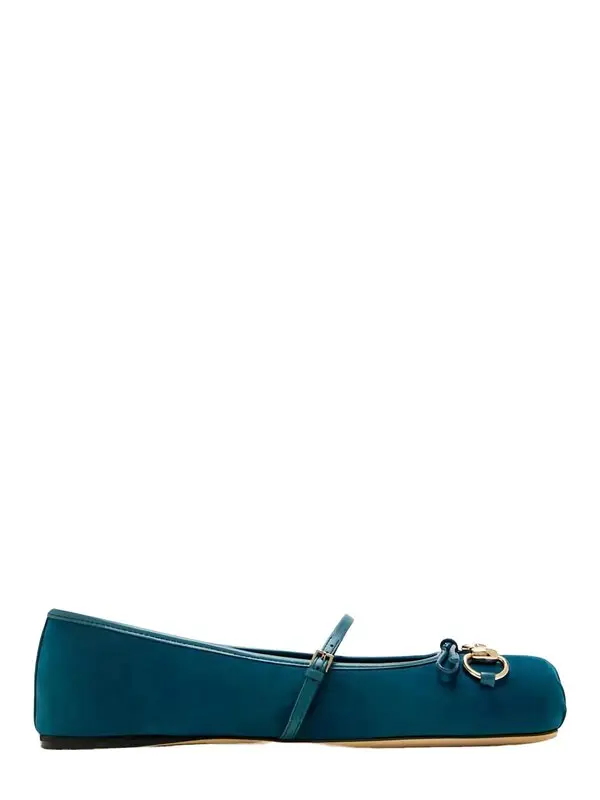 Gucci Horsebit Bow Ballet Flats - Blue