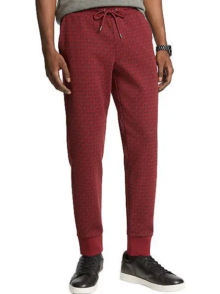 Michael Kors Signature Logo Print Cotton Blend Joggers - Red