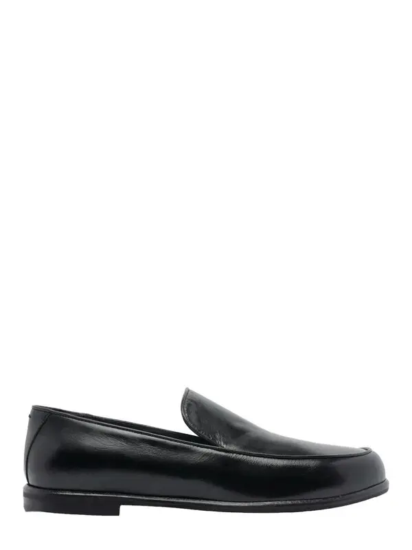 POEVE Round-toe Leather Loafers - Black