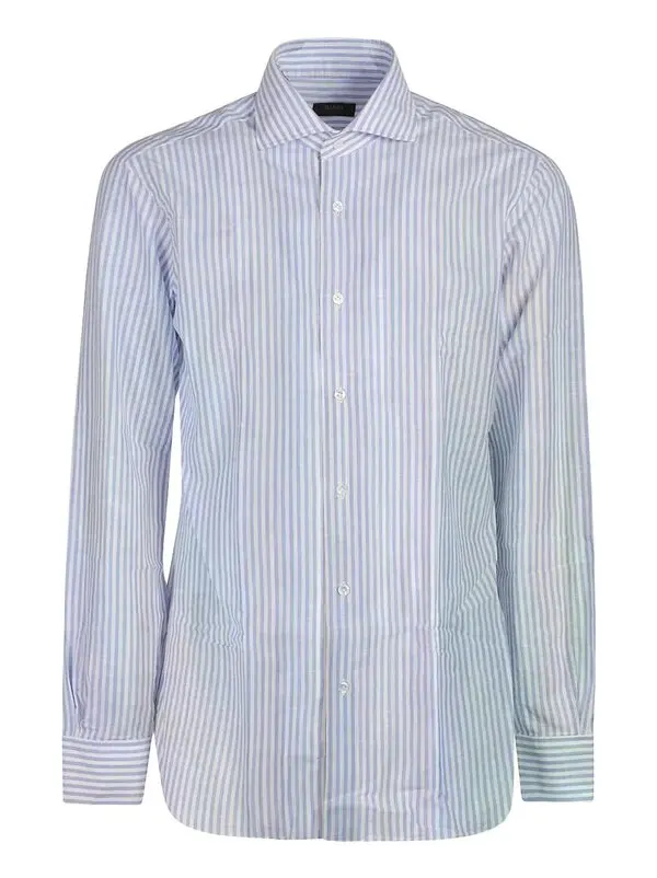 BARBA NAPOLI Striped Long-sleeve Shirt - Blue