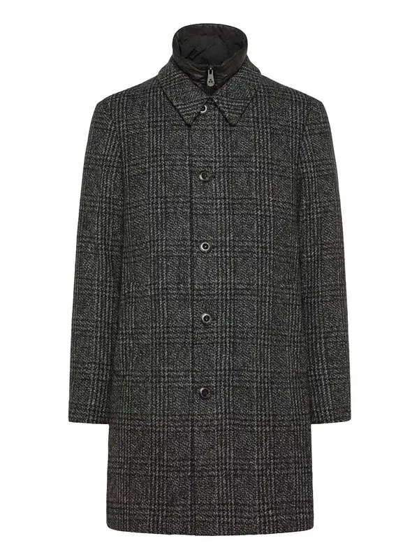 Peuterey Check-pattern Single-breasted Coat - Grey
