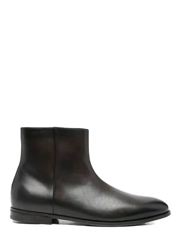 DOUCAL'S Zip-detail Leather Ankle Boots - Black