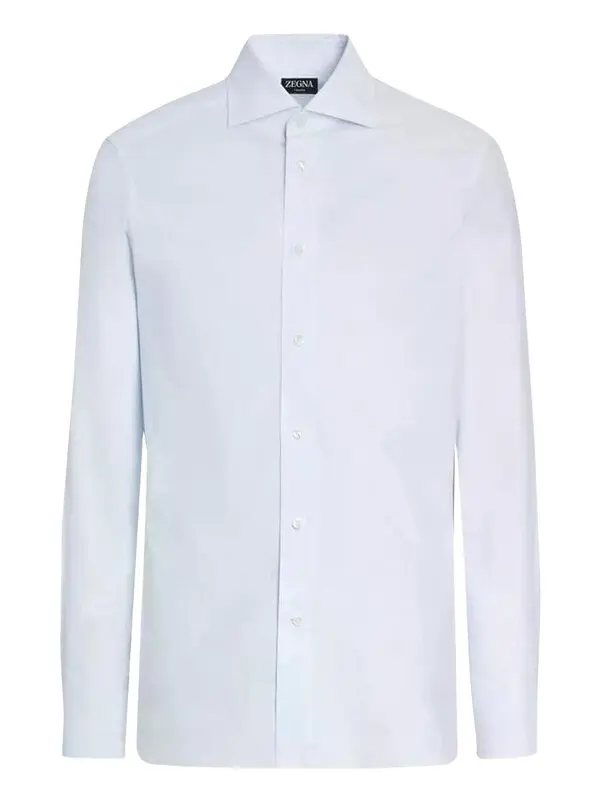 Zegna Micro-checked Cotton Shirt - Blue